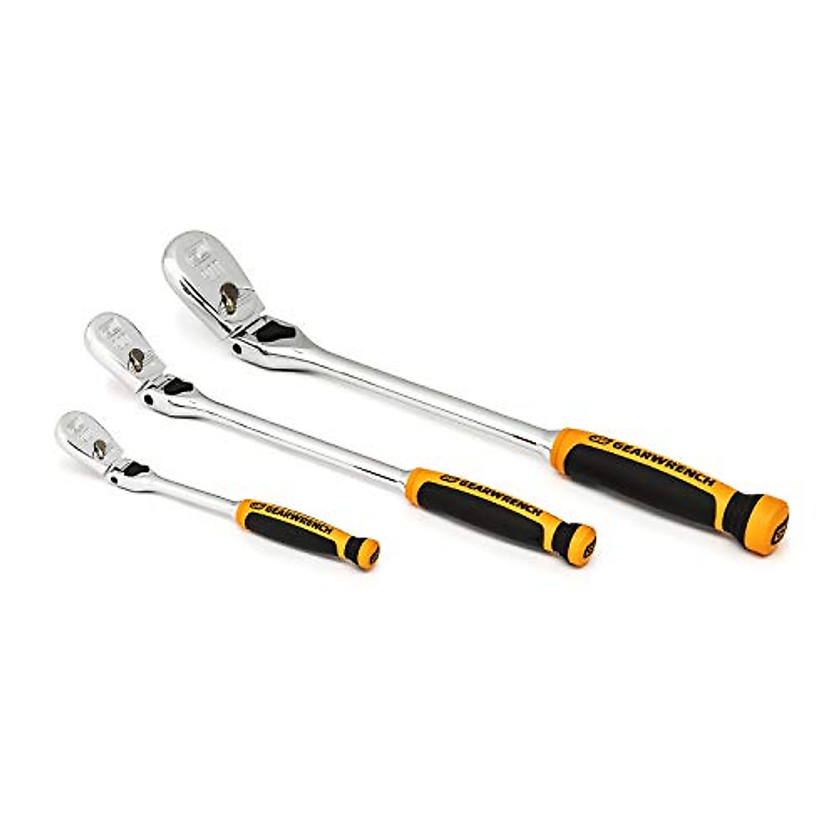 GEARWRENCH 3 Pc. 1/4", 3/8" & 1/2" Drive 90 Tooth Dual Material Locking Flex Head Ratchet Set - 81298T, Multi, One Size