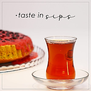 BullyBae Turkish Tea Glasses and Saucers Set (12 Pieces), Arabic Persian Tea Cups (4oz/120ml)