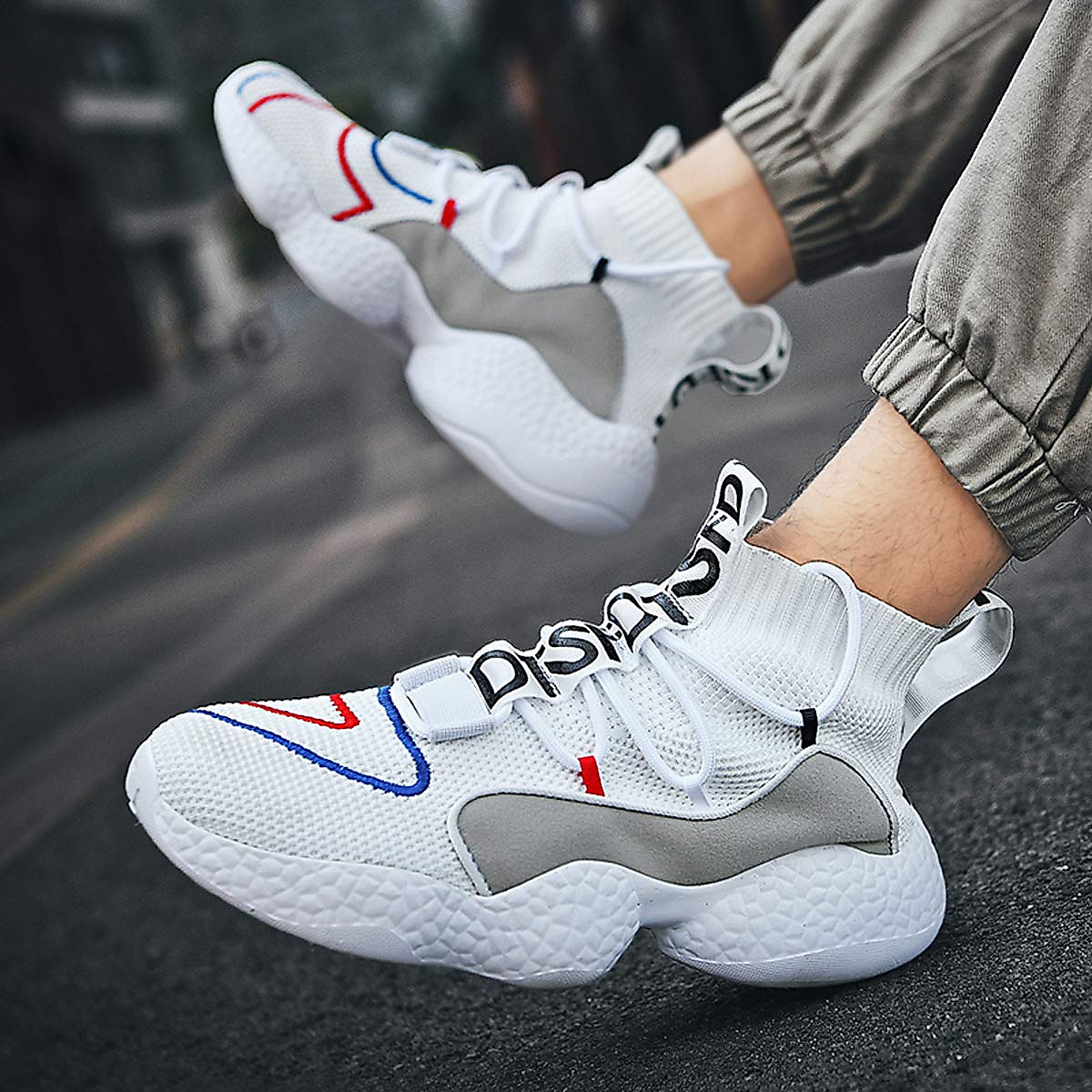 LIBINXIF Women's Men's Upper Light Breathable Fashion Non-Slip Sneakers Comfortable Walking Shoes Couple Shoes Sock Shoes Running Shoes Trainers Shoes Large Shoes