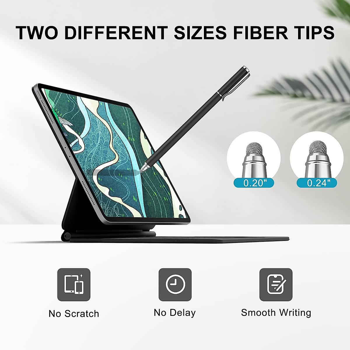 Universal Stylus Pens for Touch Screens - Bargains Depot New 5mm High-Sensivity Dual Fiber Tips Stylus for All Tablets & Cell Phones with 8 Extra Replaceable Tips (4 Pcs, Black/Aqua/Silver/Yellow)