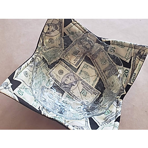 Money Microwave Bowl Cozy Cash Reversible Microwaveable Soup Potholder Bowl Buddy Dollar Bills Kitchen Linens Finance Econ Teacher Gifts Handmade Housewarming Hostess Gift Under 10