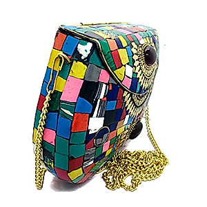 Antique Indian art Handmade Multi color Stone mosaic metal bag Women/Girls Bridal metal clutch party sling bag