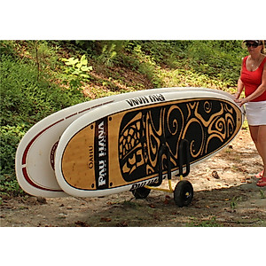 Suspenz Double SUP Transport Cart with Airless Wheels, Carrier/Trolley for 2 Stand Up Paddle Boards & Surfboards, Yellow (22-9934)