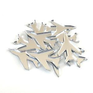 Super Cool Creations Jet Plane Shaped Crafting Mirrors, Set of 10, Many Colours, Shatterproof Acrylic, Orange, Pack of 10 x 5cm