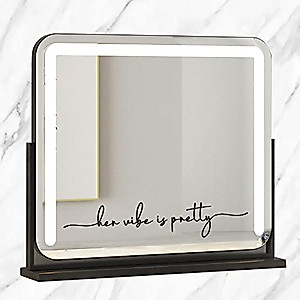 Her Vibe is Pretty Decal, Mirror Decal, Mirror Sticker, Inspirational Sticker, Motivational Sticker, Home Decor, Wall Decor, Positive Affirmations Decal, 16x3.3 inch (Black)