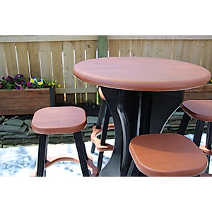 Leisure Accents Patio Table Set with Four Barstools - Black Base with Redwood Accents - Perfect for Patio and Outdoor Spaces. Hardware Free Easy Assembly. Proudly Made in USA