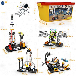 City Space Exploration Toys, STEM Aerospace Building Kit Toy with Rocket, Space Shuttle, Moon Buggy, Satellite, Best Gifts for 6 7 8 9 10 11 12 Years Old Kids Boys Girls (455 Pieces)