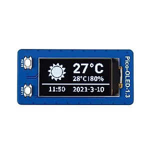 waveshare 1.3inch OLED Display 64×128 Pixels OLED Module for Raspberry Pi Pico Microcontroller Board, Embedded SH1107 Driver,SPI and I2C Interface