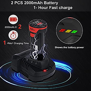 PULITUO 3/8” Cordless Impact Wrench, 12V Electric Impact Gun Max Torque 120 N.m, Power Impact Wrench with 2 Pcs 2000mAh Li-ion Battery & 1-Hour Fast Charger