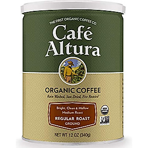 Cafe Altura Ground Organic Coffee, Regular Roast, 12 Ounce (Pack of 3)
