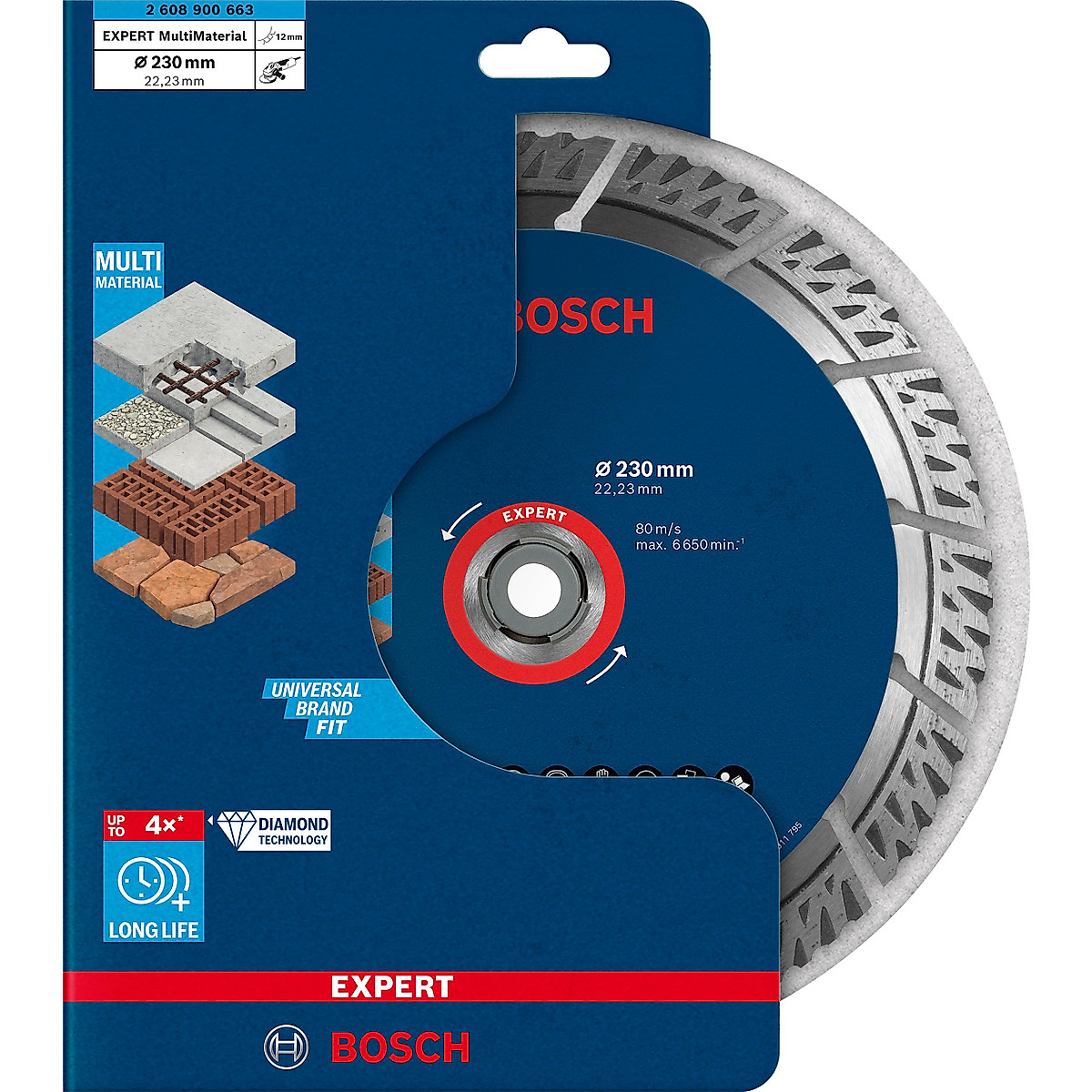 Bosch Professional 1x Expert MultiMaterial Diamond Cutting Disc (for Concrete, Ø 230 mm, Accessories Large Angle Grinder)