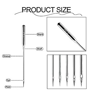 50pcs Sewing Machine Needles Assorted Universal Hax1 65/9 75/11 90/14 100/16 110/18 with a Needle Threader for Bernina Kenmore Singer Brother Janome Schmetz