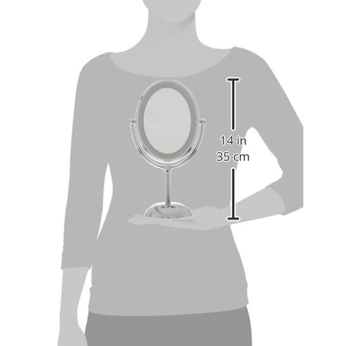 Conair Lighted Makeup Mirror, LED Vanity Mirror, 1X/7X Magnifying Mirror, Double Sided, Battery Operated in Polished Chrome