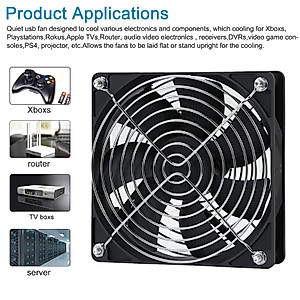 SXDOOL 120mm 110V 115V 120V AC Powered Fan with Speed Controller DC 3V to 12V, for Router Receiver DVR PlayStation Xbox Component Cooling