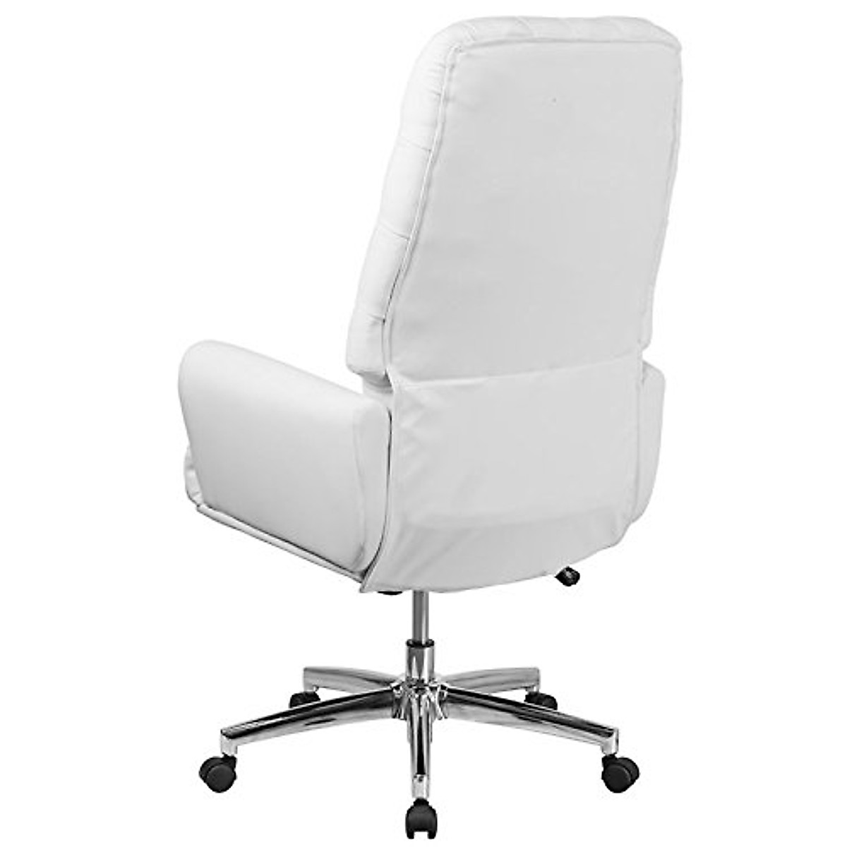 Pemberly Row Leather High Back Swivel Executive Chair in White