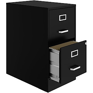 Pemberly Row 22" 2-Drawer Traditional Metal File Cabinet in Black
