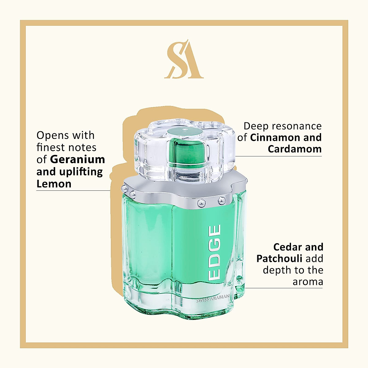 Swiss Arabian EDGE - Luxury Products From Dubai - Long Lasting, Addictive Personal EDP Spray Fragrance - Seductive Signature Aroma - 3.4 oz