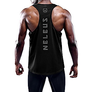 NELEUS Men's 3 Pack Dry Fit Athletic Muscle Tank Workout Gym Shirt,5031,Black,Grey,White,XL,EU 2XL