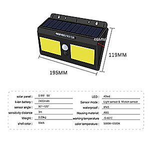 ZeZhen LED Light Bulbs LED Wall Lamp PIR Motion Sensor Solar LED Lamp 20 40 LEDs 1200mAh Battery Solar IP65 Outdoor Garden Street Path Lights LED Light Bulb (Color : B 40Leds)