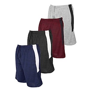 Reset Men's Athletic Workout Shorts with Pockets Dri-Fit Color Block Mesh Gym Shorts - 4 Pack (Navy/Gray/Black/Burgundy, XX-Large)
