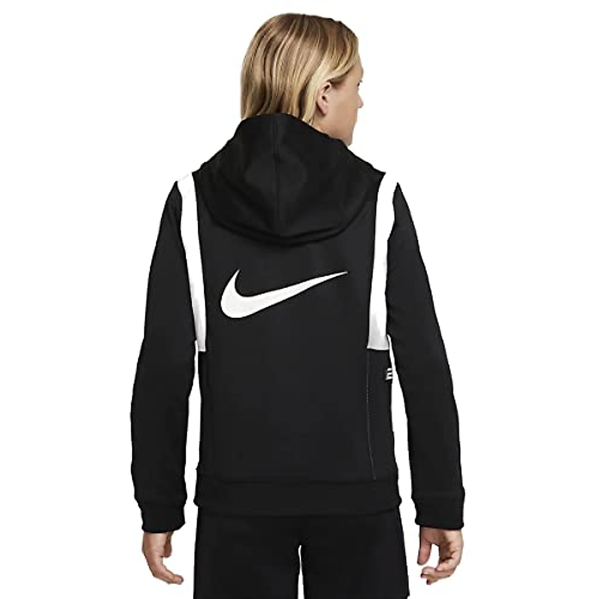 Nike Boy's Elite Full Zip Hoodie (Little Kids/Big Kids) Black/Black/White/White LG (14-16 Big Kid)
