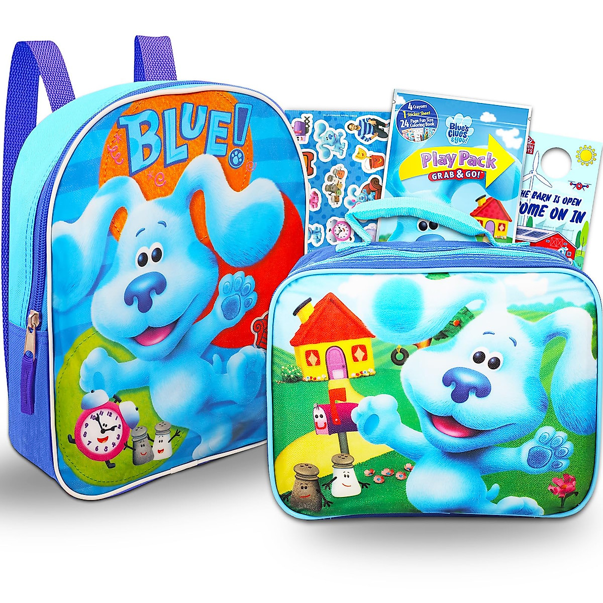 Fast Forward Blues Clues Mini Backpack and Lunch Box Set - Bundle with Blue’s Clues Backpack, Blues Clues Lunch Box, Mini Coloring Book, Stickers, More | Blues Clues Backpack for Toddlers