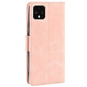 HualuBro Google Pixel 4 Case, Magnetic Full Body Protection Shockproof Flip Leather Wallet Case Cover with Card Slot Holder for Google Pixel 4 Phone Case (Pink)