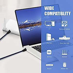 Cat 7 Ethernet Cable 75ft, Nylon Braided Heavy Duty High Speed Cat7 Cable Shielded Gigabit Flat Cat7 RJ45 LAN Cable Internet Network Patch Cord 10Gbps for Gaming PS4, Xbox One,Laptop,Modem, Router