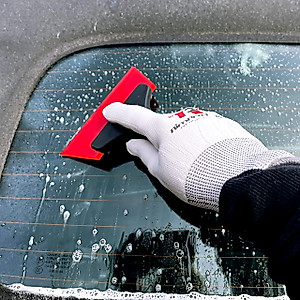 RimPro-Tec Squeegee for Window Cleaning - Car Squeegee for Drying - Mirror Cleaner Water Scraper Tool - Heavy Duty Silicone Red and Black Rubber Cleaning Squeegee - Window and Surface Cleaner Scraper