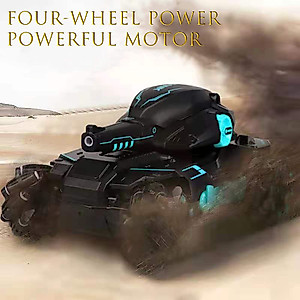 Xximuim RC Tank Car, 2.4G Electric Watch Remote Control Water Bomb Tank car Stunt Multiplayer Battle Toy Car, Can Drift Horizontally, 360° Stunt Rotation，Great Gift Toy for Boys
