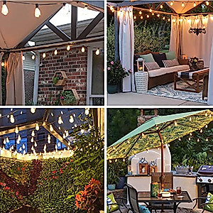 FOOMAN 100FT Outdoor String Lights,Shatterproof Dimmable LED Cafe Lights Waterproof ST38 Connectable Outdoor Patio Lights with 54 Plastic Bulbs for Porch Backyard Garden Bistro(2×50FT)