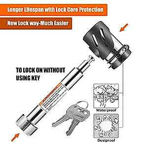 CZC AUTO Hitch Receiver Pin Lock Hitch Lock 5/8 Inch Trailer Receiver Lock for Class III IV 2 2-1/2 Inch Receiver, Fits Hitch Bike Rack Tray Ball Tow Rope for Trailer Truck Car Boat
