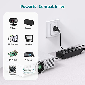Basicvolt AC 100-240V to DC 12V 10A 8A 5A 3A 2A 1A Power Supply Adapter 12Volt 10Amp Barrel Connector Adaptor with 5.5mm 2.1mm Output Jack for LED Strip Light Tape 3D Printer