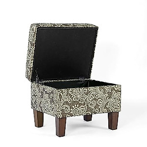 HomePop Home Decor |K7646-A880| Upholstered Modern Rectangular Storage Ottoman | Hinged Lid Ottoman with Storage for Living Room & Bedroom, Brown Jacobean Print