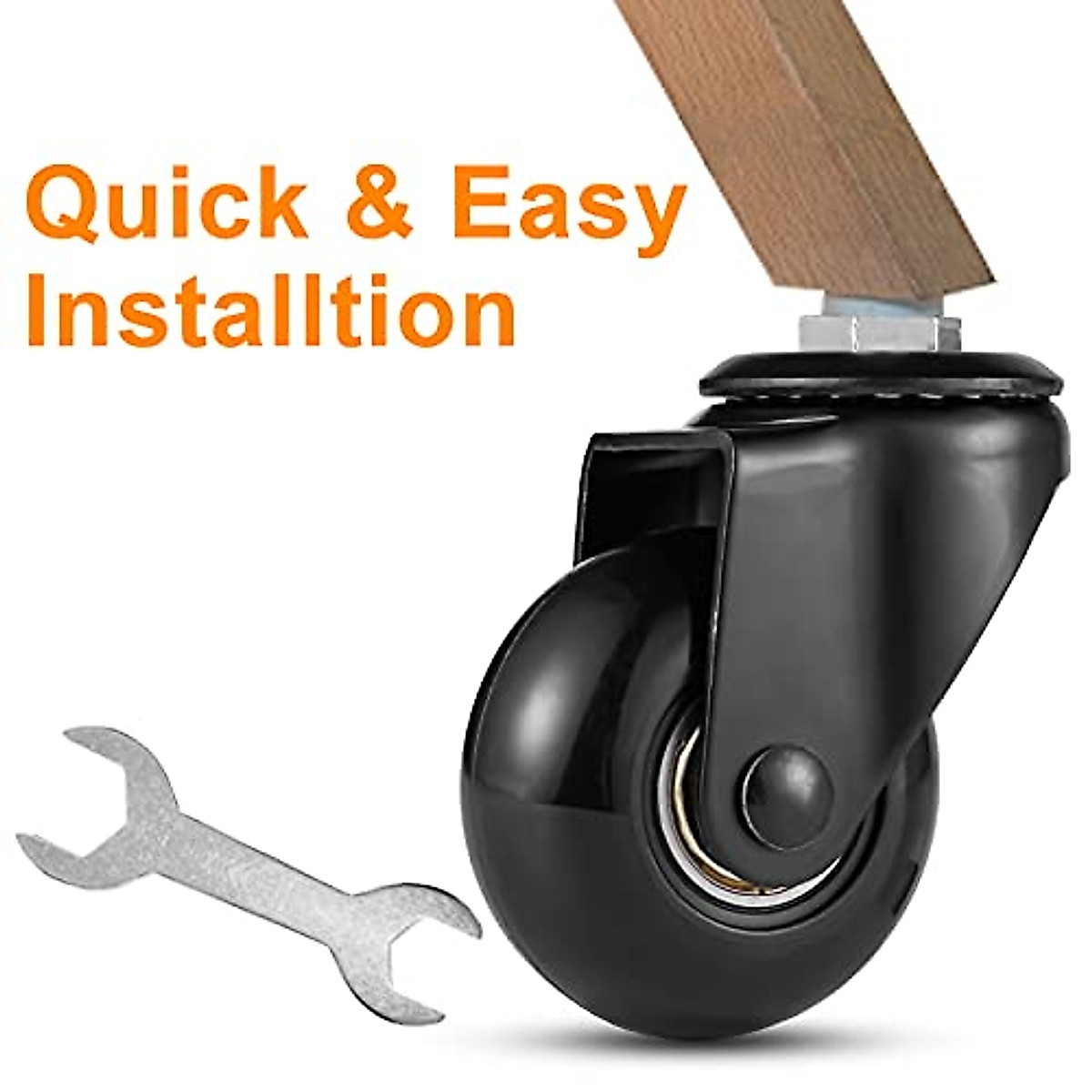 Lphy 2” Threaded Stem Casters, 3/8 Inch Stem Diameter, Swivel Replacement Wheels for Furniture, Cart, Workbench, Trolley