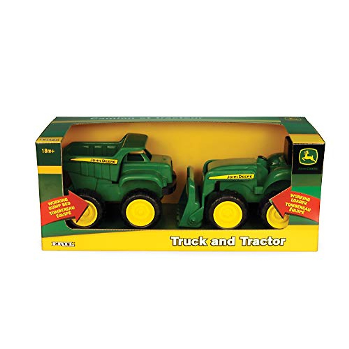 John Deere Sandbox Toys - Includes Dump Truck Toy and Tractor Toy with Loader, Kids Outdoor Toys - Easter Gifts for Kids, Frustration Free Packaging ,Green, Ages 18 Months and Up, 2 Count ( Pack of 1)
