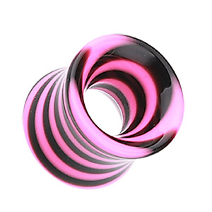 Beetle Maze Swirl Acrylic Ear Gauge Freedom Fashion Tunnel Plug (Sold by Pair) (00 GA, Pink)