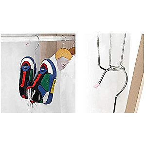 5 Pack Stainless Steel Shoes Hanger Drying Rack for Dehumidifying Hanging Leather Shoes,Double Hook Design Drying Shelf Storage Organizer,Closet Organizer Storage