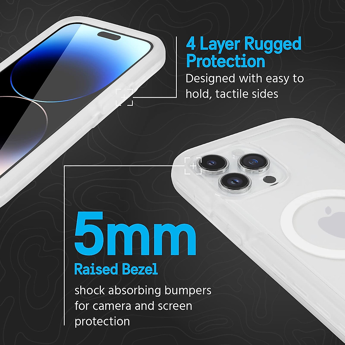 Pelican Voyager Series - iPhone 14 Pro Max Case 6.7" [Compatible with MagSafe] [Anti-Yellow] Magnetic Charging Phone Case With Belt Clip Holster Kickstand [18ft Military Grade Drop Protection] - Clear