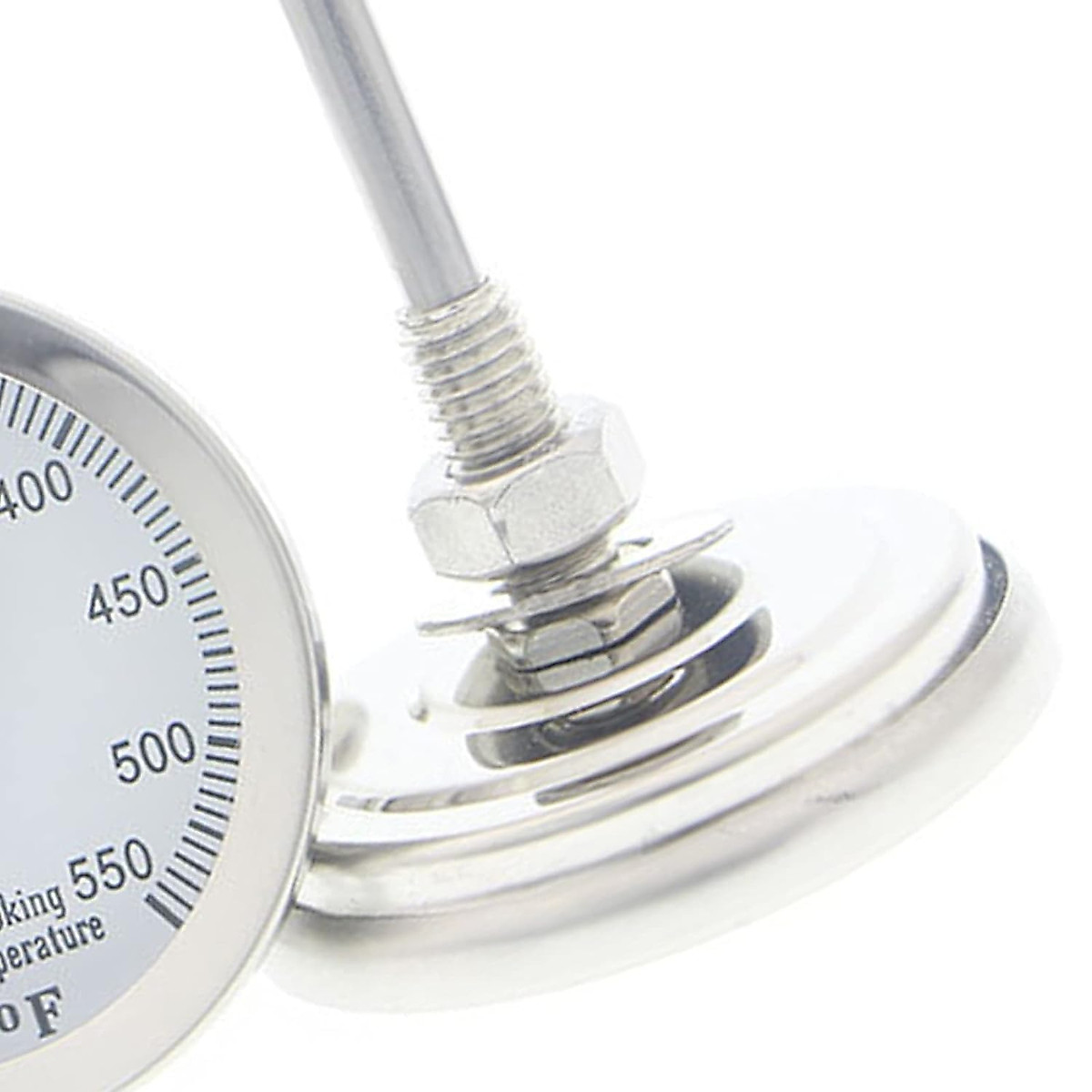 1Pc Silver BBQ Thermometer Gauge Kitchen Oven Smoke Grill Thermometer 3 Color-Coded Zones Grill Wood Charcoal Temperature Gauge Quick Response Stainless Steel with Large Dial Metal Grill Thermometers