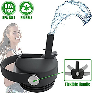 Straw Cap for Yeti Rambler Lid -12 18 26 36 64 oz Replacement, Flexible Handle for Yeti Straw Lid Replacement, Perfect for Yeti Accessories Lid and RTIC Water Bottle Top