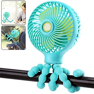 OPOLEMIN Fan for Stroller, Portable Car Fan Baby with Flexible Tripod, Baby Fan Car Seat, USB or Battery Powered Fan Carseat Baby, Portable Stroller Fan Clip On for Baby, Fan for Peloton Bike