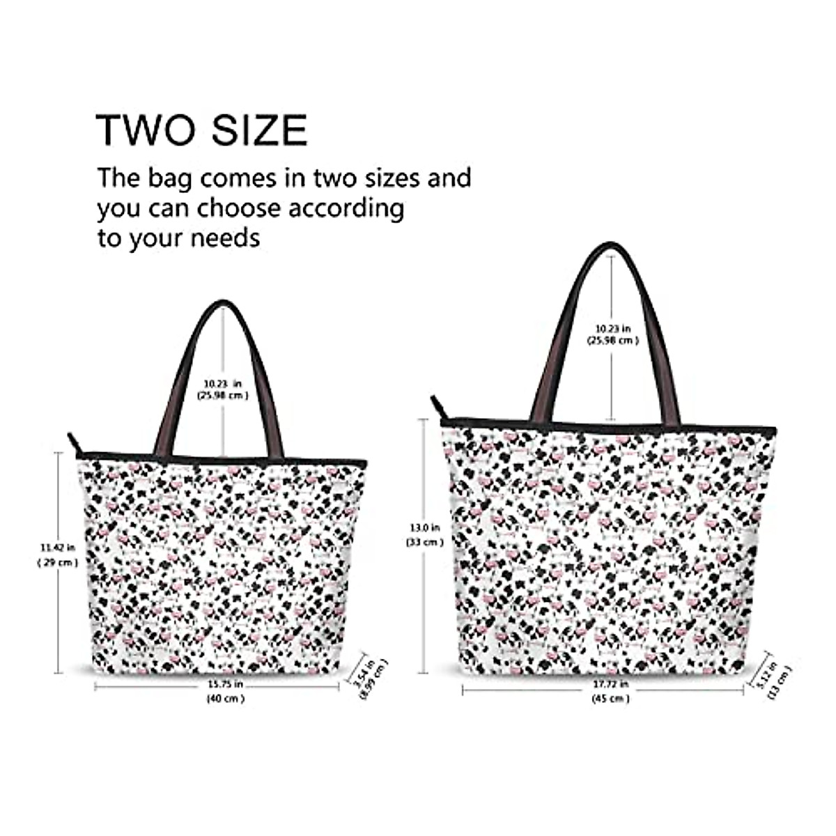 KFBE Women Tote Bags Cow Animal Top Handle Satchel Handbags Shoulder Bag for Shopping L 20800269