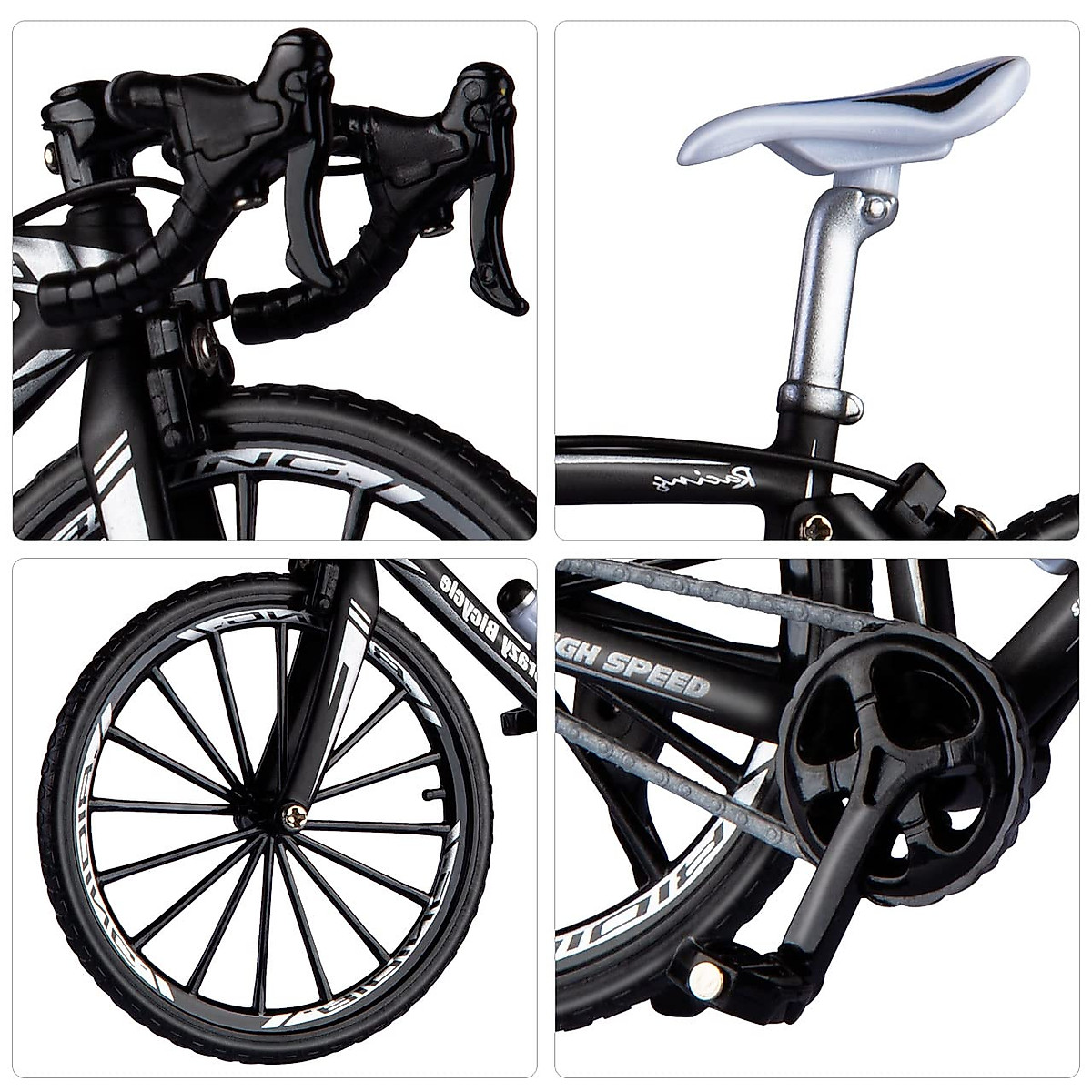 1:10 Scale Die-Cast Alloy Mini Mountain Bike Bicycle Model Toy Desktop Decoration Crafts for Cycling Lovers Bike Racers Athletes Children Boys and Girls (Black)