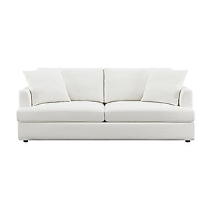 LULUTONG 84.2" Removable Covers Sofa, Comfy Slip Cover Sofas Couches, Upholstered Linen-Look Fabric, 3 Seater Cozy Couch Washable Covers for Living Room, Bedroom, Office, Studio, Apartment (White)