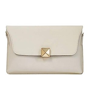 JNB Synthetic Leather Case Clutch, Ivory