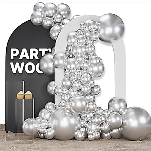 PartyWoo Metallic Silver Balloons, 123 pcs Silver Balloons Different Sizes Pack of 18 12 10 5 Inch Silver Balloon Arch Kit Balloon Garland for Birthday, Graduation, Party Decorations, Silver-G102