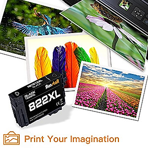Run Star 1 Pack 822XL Black Remanufactured Ink Cartridge Replacement for Epson 822XL T822XL use for Epson Workforce Pro WF-3820 WF-4820 WF-4830 WF-4833 WF-4834 Printer (1 Black)
