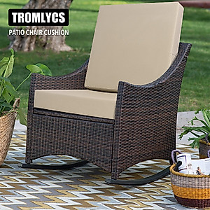 Tromlycs Outdoor Chair Cushions for Patio Furniture Set of 2 Seat Waterproof Outside 22 x 22 Inch Square with Ties Beige