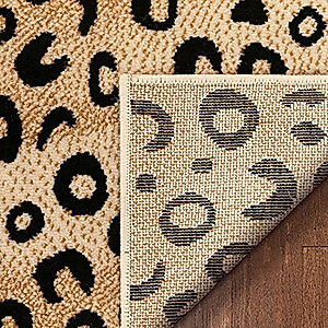 Well Woven Dulcet Leopard Black Ivory Animal Print 7'10" x 9'10" Area Rug
